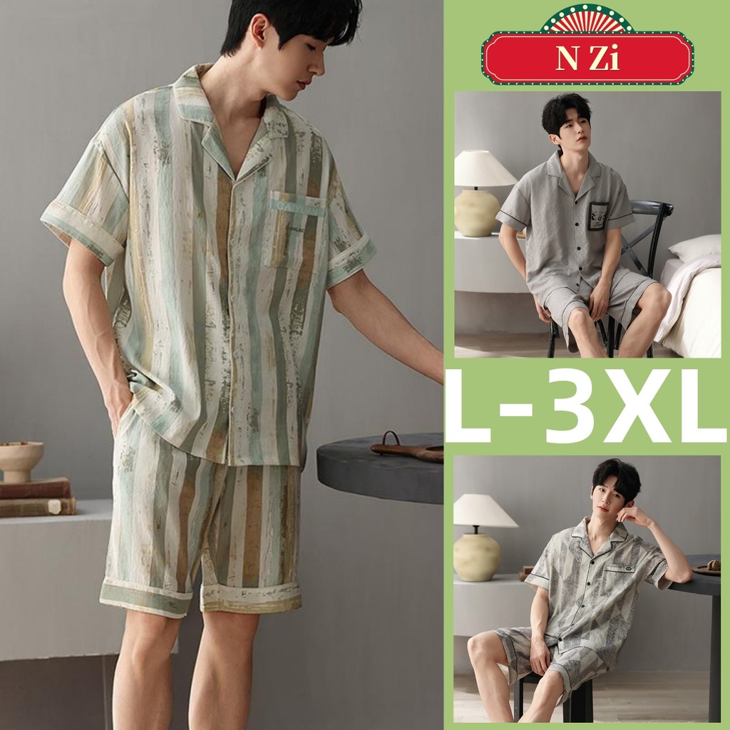 Bộ Đồ Ngủ Nam Cotton Bộ Đồ Ngủ Mùa Hè Tay Ngắn Đồ Ngủ Người Thoải Mái ...