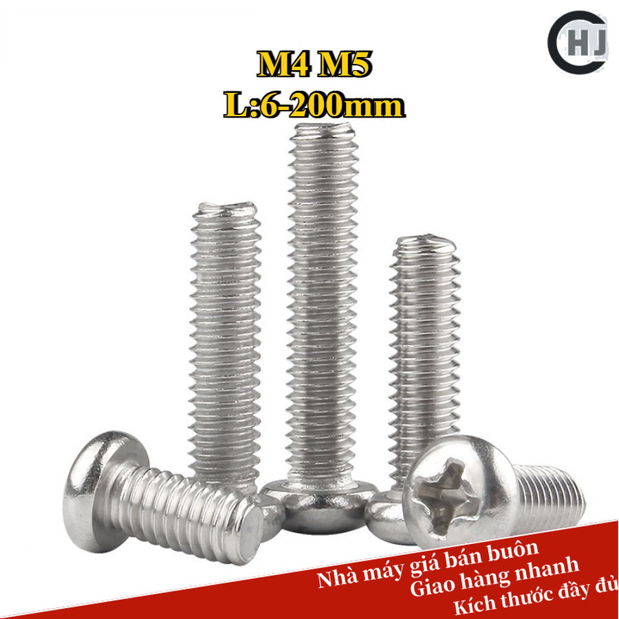 M4 / M5 Bulong chỏm cầu nhỏ inox 304，Ốc Vít pake đầu tròn , ốc pake ...