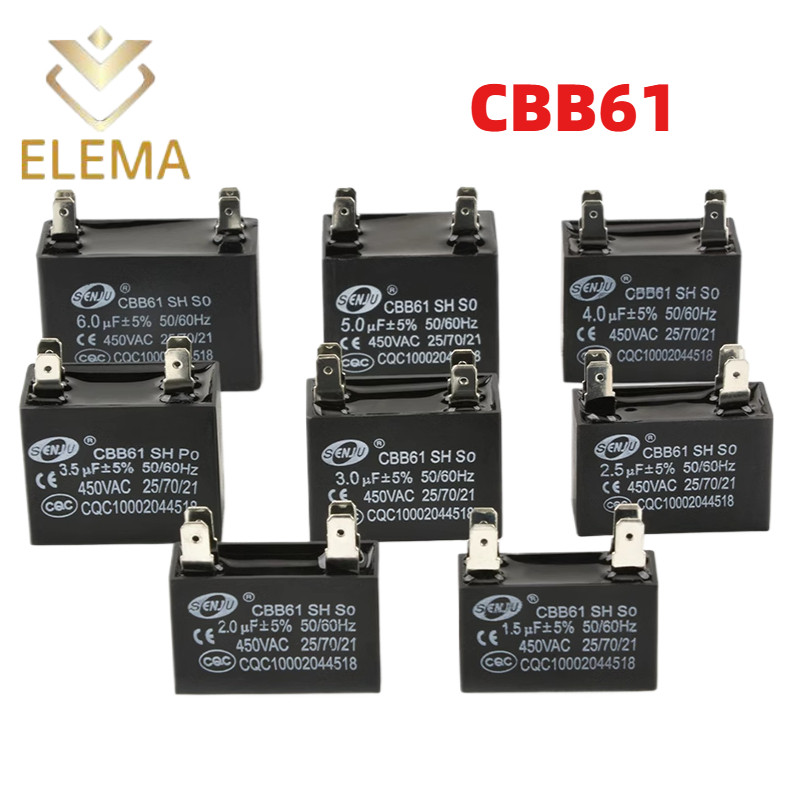 Tụ điện khởi động quạt ngoài CBB61 450V 1UF / 1.5UF / 2UF / 3UF / 4UF / 5UF / 6UF / 8UF / 10UF ...