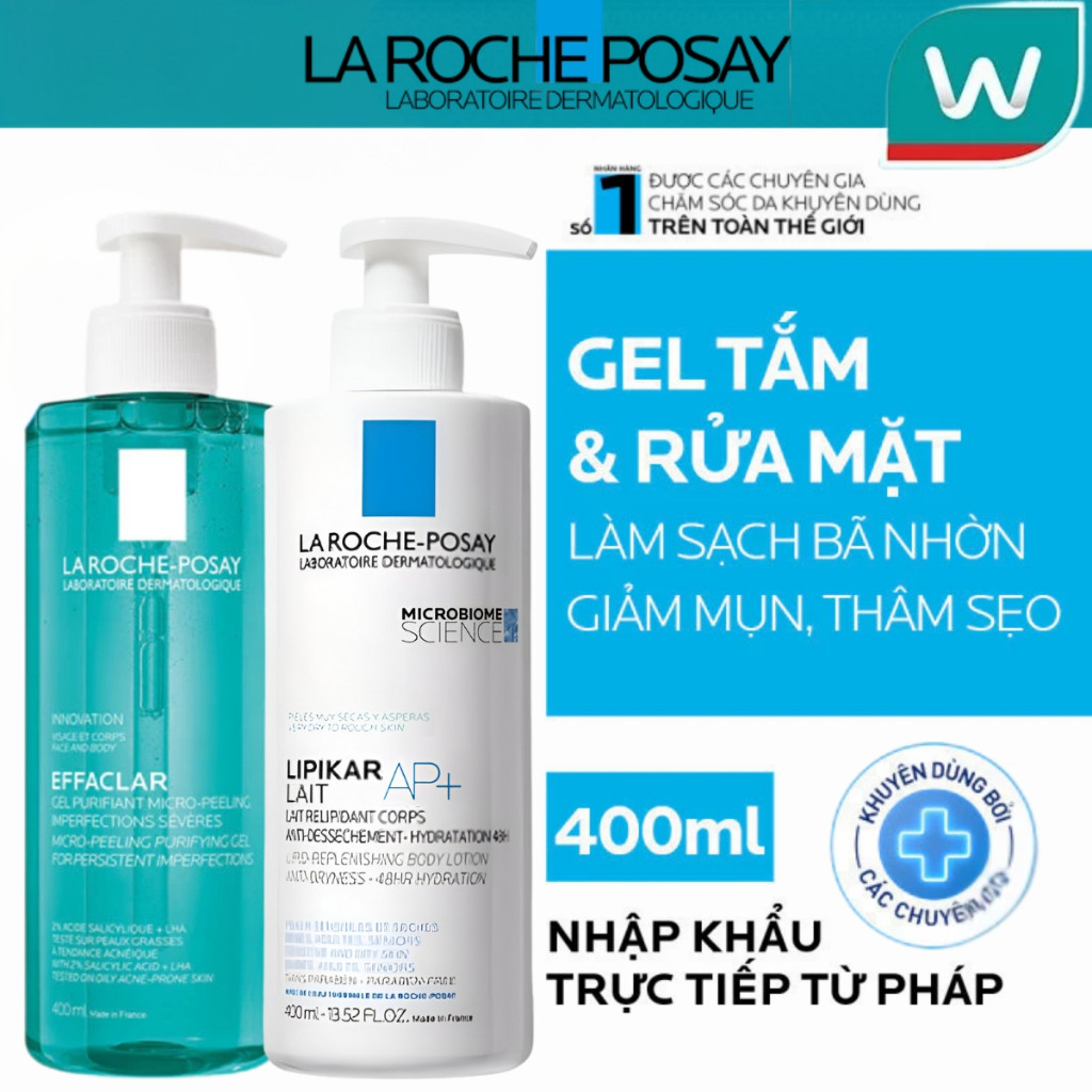 Bán chạy Gel rửa mặt và tắm La Roche Posay Effaclar Micro-Peeling Purifying Gel/Sữa tắm LIPIKAR ...