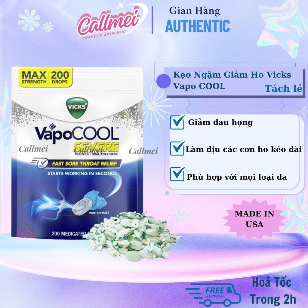 Kẹo Ngậm Bạc Hà Thông Cổ, Giảm Ho Vicks Vapo Cool - Tách Lẻ | Shopee ...