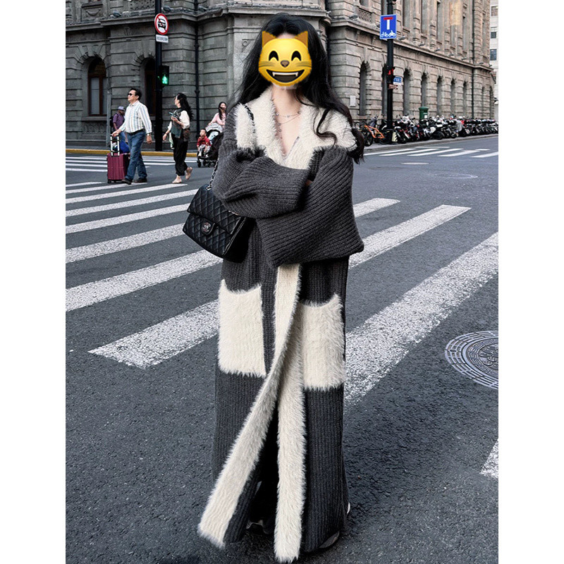 Trench Coat Sweater Furry High-Grade Wear Match Idle Style Late Autumn ...
