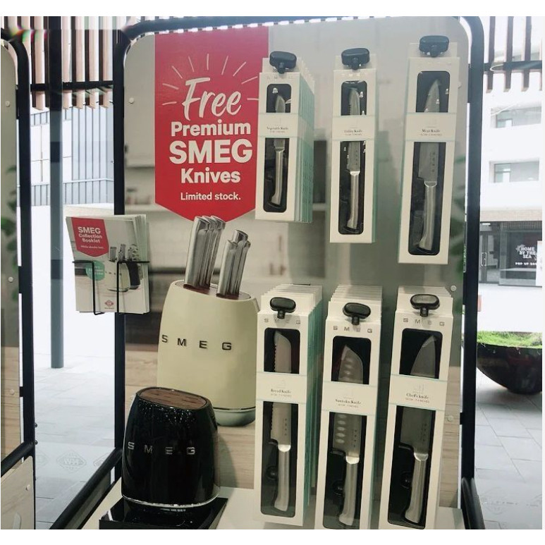 Bộ dao SMEG 7 món màu trắng kem, dao nhà bếp bằng thép không gỉ cổ điển ...