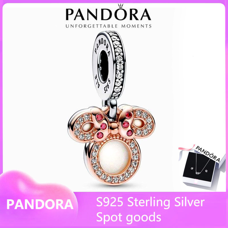Vòng tay bạc Sterling S925 Pandora chính hãng 100% Mặt dây chuyền bóng chuột Minnie Mặt dây ...