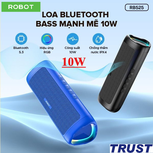 Loa Bluetooth 5.3 Robot RB525 Bass Mạnh 10W Đèn Led RGB, Kháng Nước ...