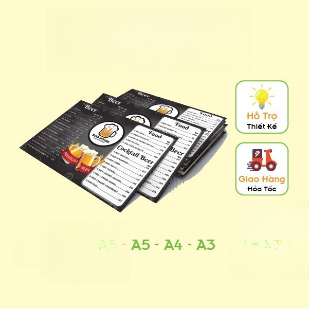 In Menu Cứng Dày Để Bàn ép plastic Kt: A5, A4, A3 | Shopee Việt Nam
