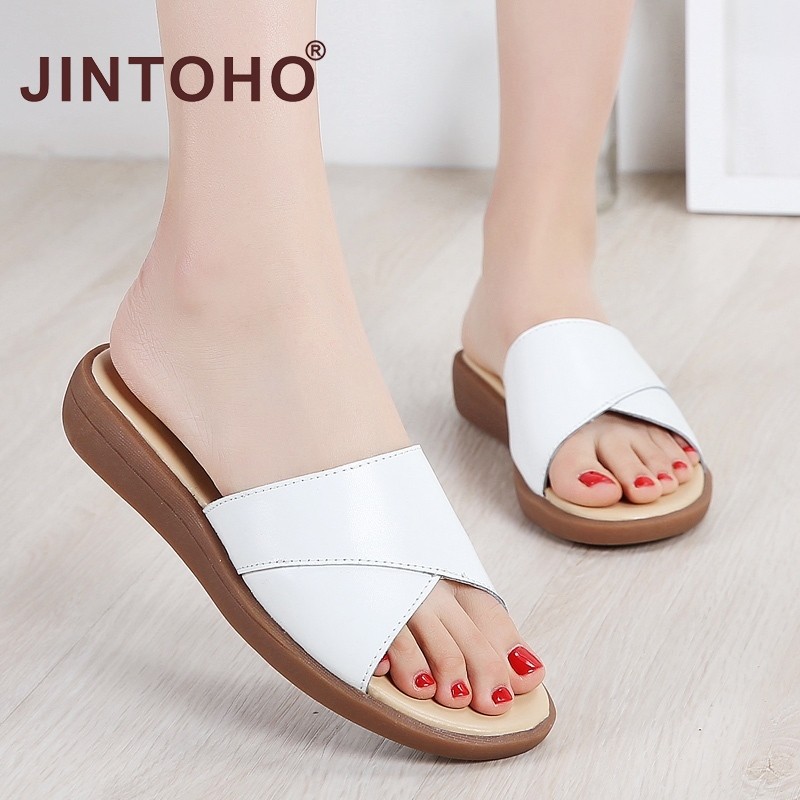 Jintoho 2024 Mới Nữ Da Thật Chính Hãng Xăng đan Thời Trang Da Dép Nữ ...