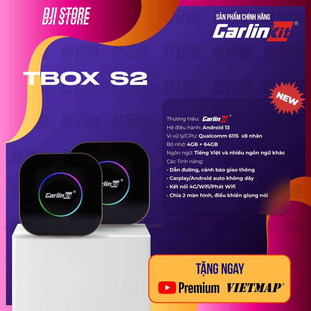 Bộ Android Box ô tô Carlinkit TBOX S2 AI 2025 chính hãng sỡ hữu chip Snapdragon 6115 bản RAM 4GB ...