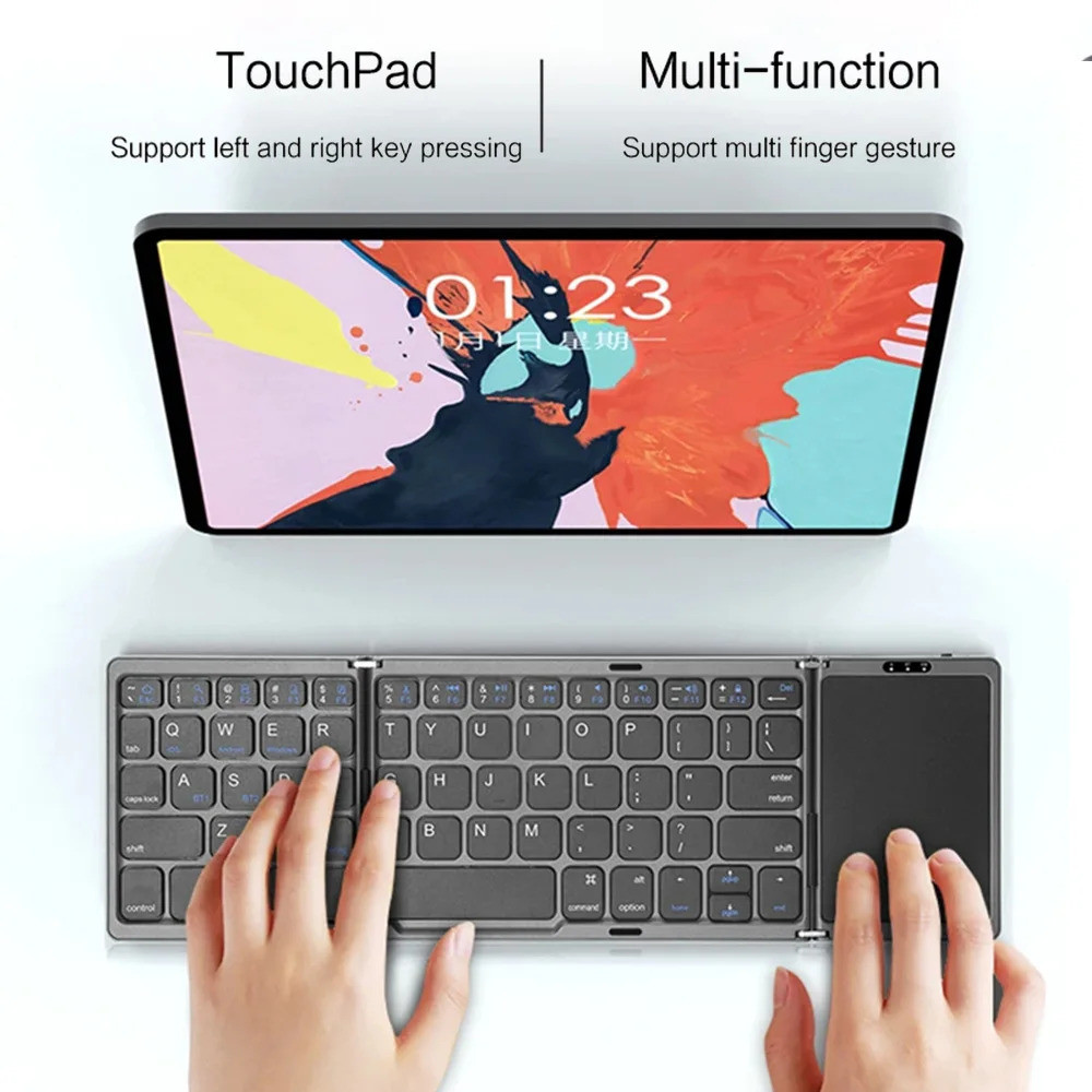 Bàn phím Bluetooth không dây gấp Mini di động B089T 64 phím Bàn phím cảm ứng có thể gập lại ...