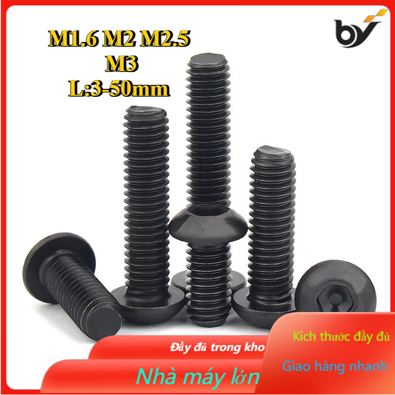 M1.6 / m2 / m2.5 M3 12.9 Ốc vít thép đen, Bulong lục giác đầu dù，Dùng ...