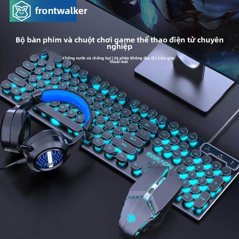 Bộ Bàn Phím Chuột Phong Cách Punk Phím Tròn Retro Cảm Giác Cơ Học Chính ...