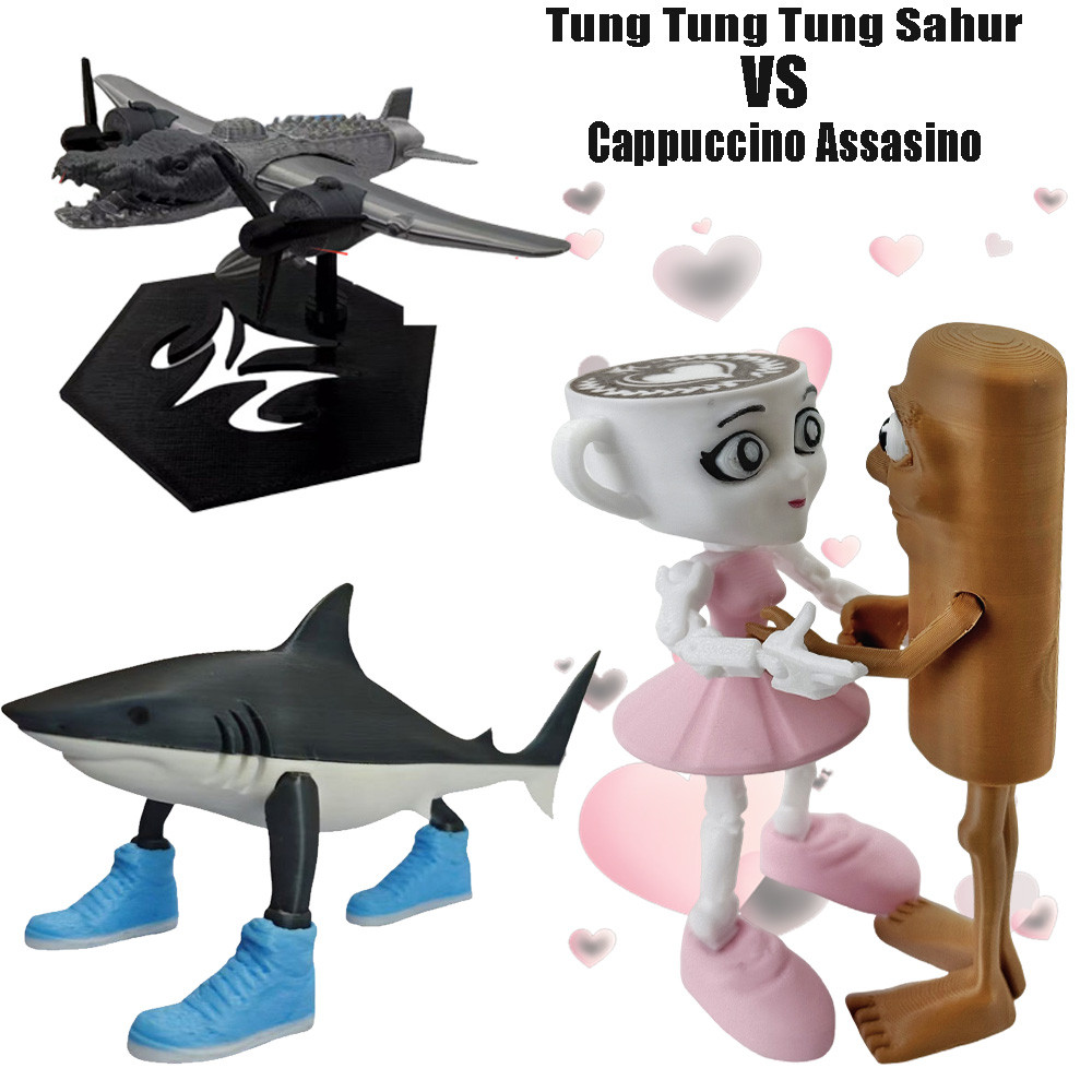 In 3D Tung Tung Tung Saur Đồ Chơi Mô Hình Cappuccino Assino Tralalero ...