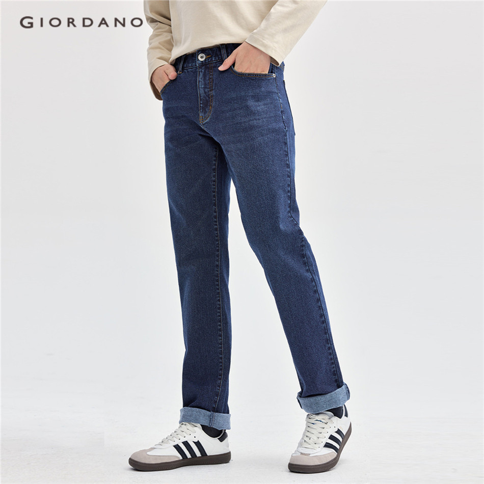GIORDANO MEN Mid Rise Five-Pocket Solid Color Denim Jeans 01114733 | Shopee Việt Nam