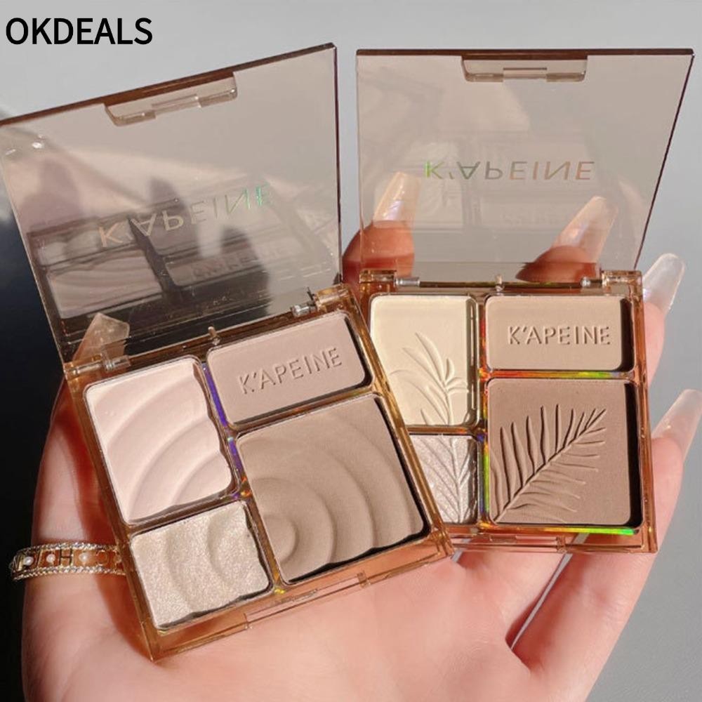 OKDEALS 4 màu Matte Highlighter, Powder Makeup Bronzers Palette, Face ...