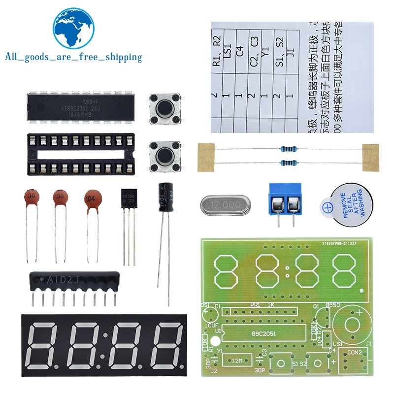 AT89C2051 Đồng hồ điện tử kỹ thuật số 4 bit Bộ sản xuất điện tử Bộ DIY ...