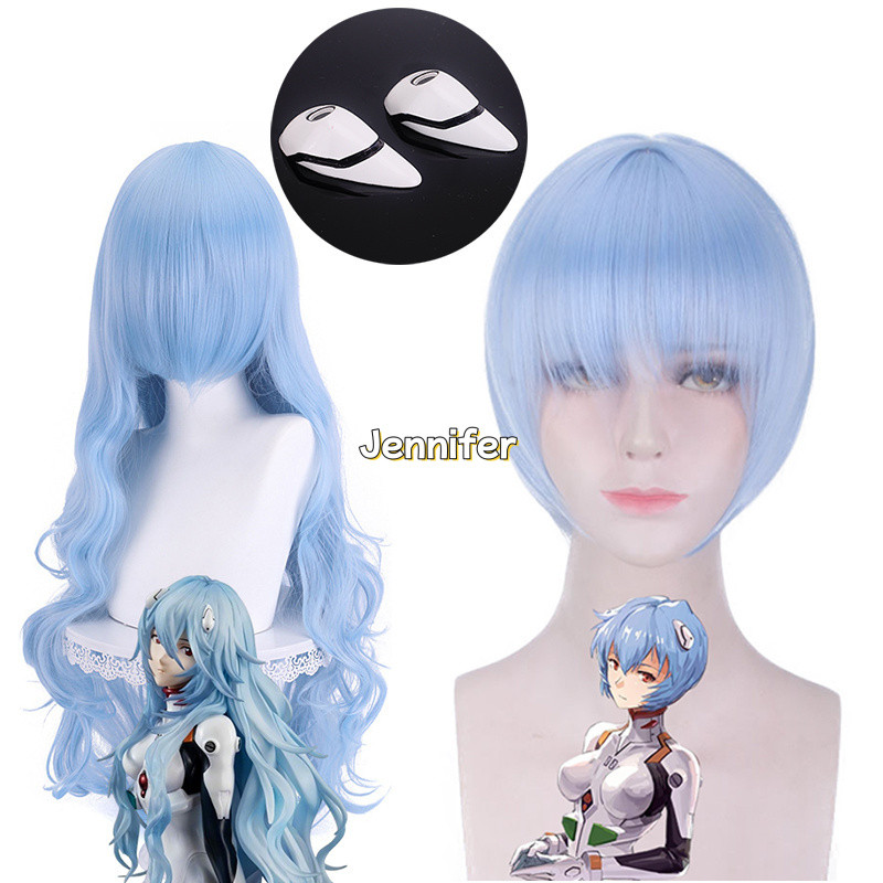 Rei Ayanami Cosplay Wig EVA Women Long Blue Hair Anime Bobo Head ...