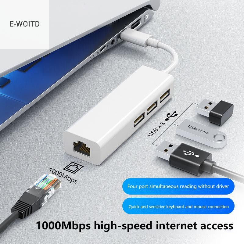 Bộ chuyển đổi Ethernet E-WOITD 1000Mbps USB Type C sang RJ45 cho Chromecast 4K Thẻ mạng TV ...