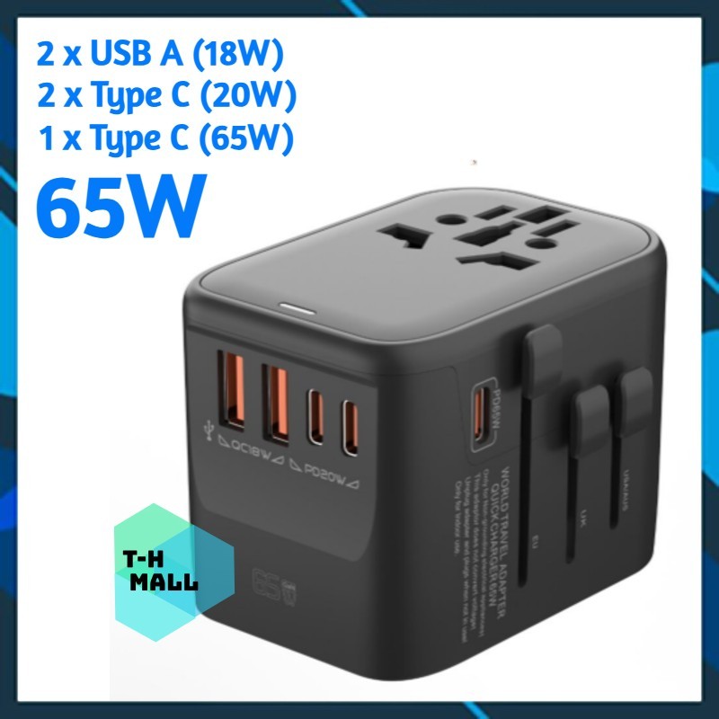 Bộ củ sạc nhanh PD 20W 30W 65W đa năng du lịch ổ cắm điện Du Lịch 4 Cổng Type C & USB A 1920W ...