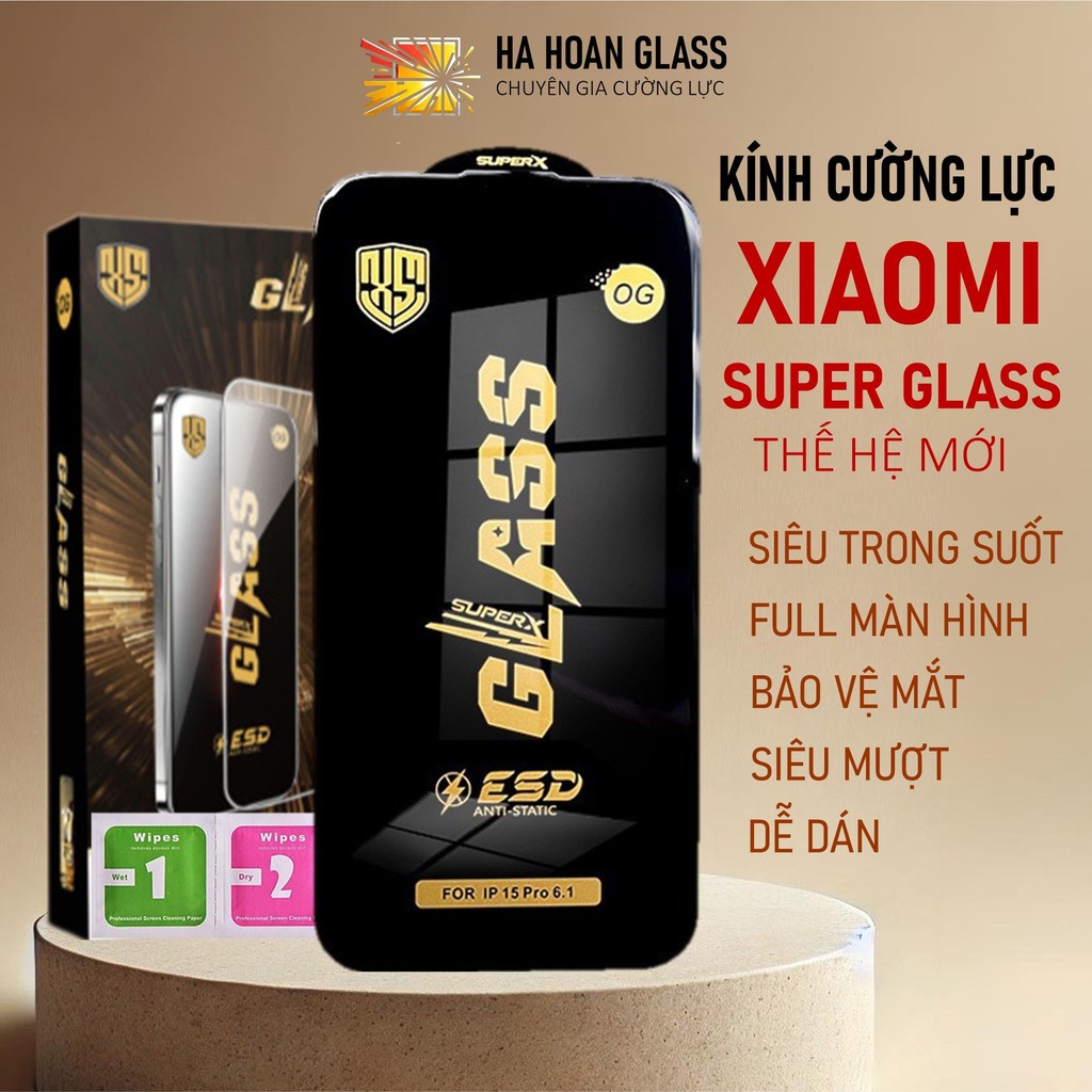 Kính cường lực Super cho Xiaomi Redmi 14c 13c 12c 10c 9c Note 14 13 13x ...