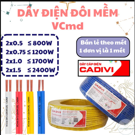 [Chính hãng] Dây điện CADIVI đôi mềm Vcmd , lõi đồng cao cấp (NGUYÊN ...