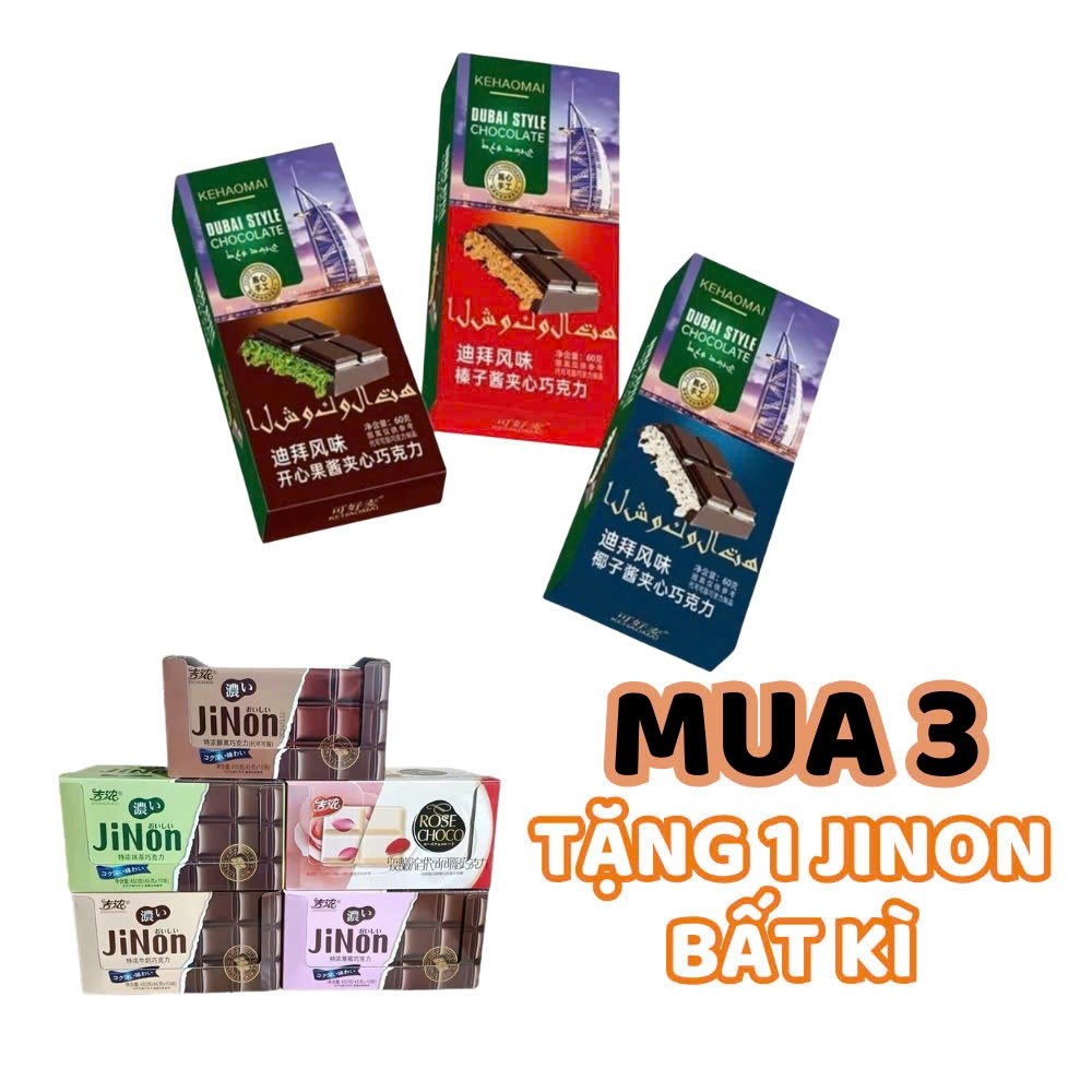 Socola Dubai Matcha Nguyên Chất Không Đường, Chocolate Dubai Cacao Đủ 3 ...