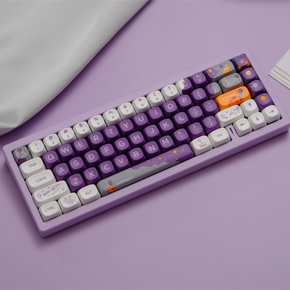 PBT Phi Hành Gia Keycaps Tím Đen XOA MOA Hồ Sơ Nhuộm Thăng Hoa Keycap ...