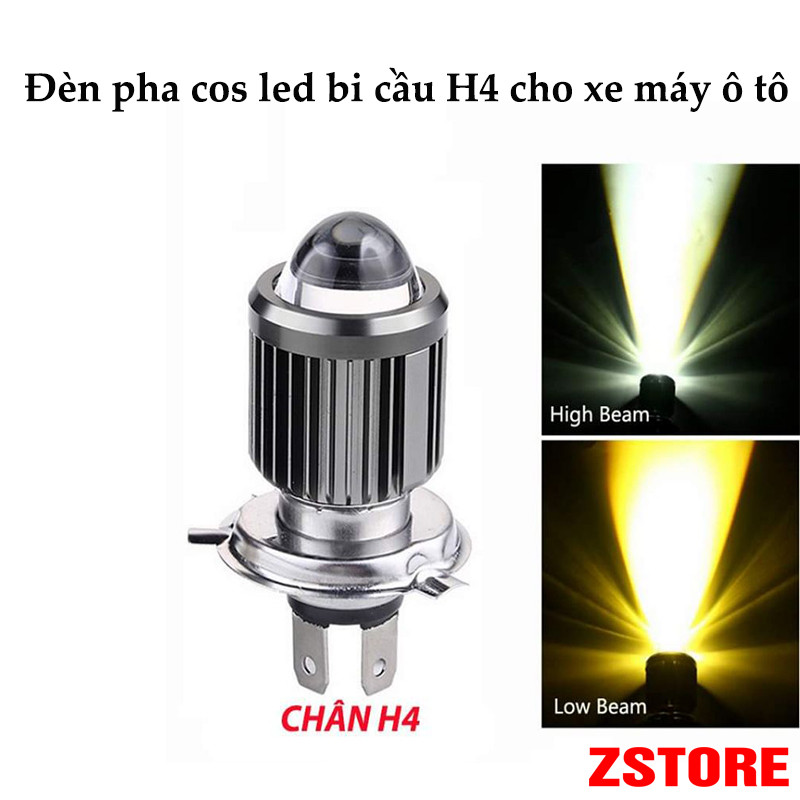 Đèn pha cos led bi cầu H4 cho xe máy ô tô | Shopee Việt Nam