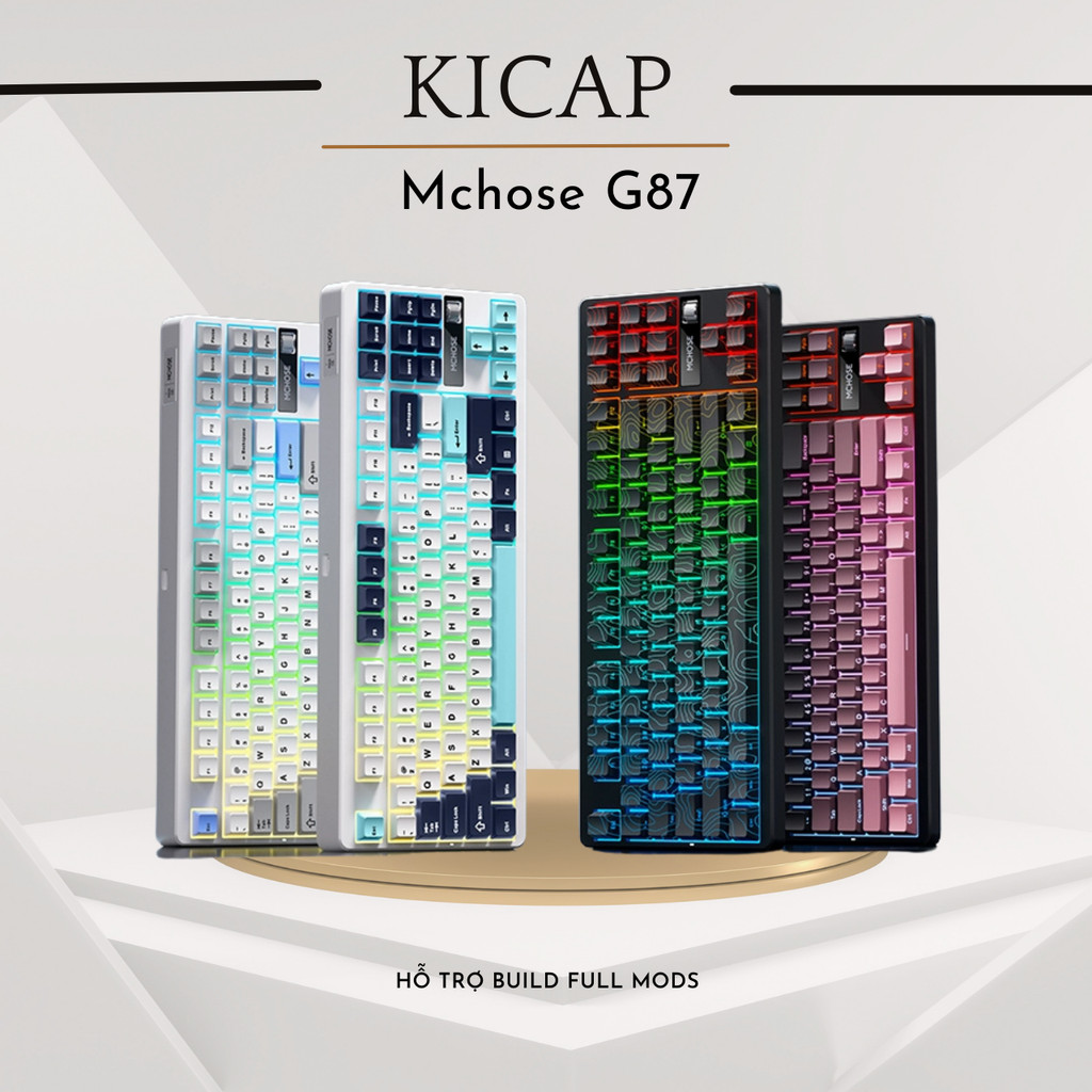 Bàn phím cơ Mchose G87 - TKL núm xoay cực đẹp | 3 mode, RGB, hotswap | Gasket mount | Âm creamy ...