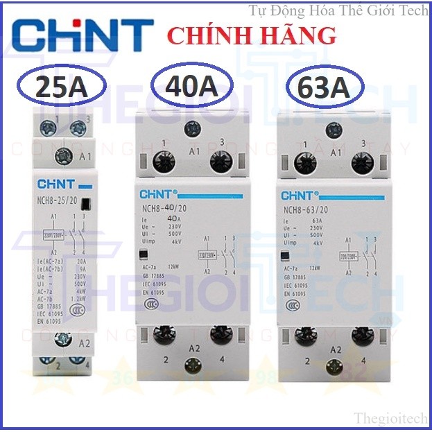 Khởi động từ 1 pha AC Contactor Chint / Delixi NCH8-25/20 25A 220V NCH8 25A 40A 63A 220V 2P 2NO ...