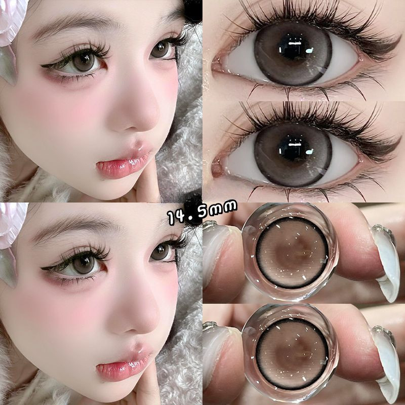 Set 2 Kính Áp Tròng Màu Đen contact lenses 0 ~ -8.00 black len 14.2mm ...