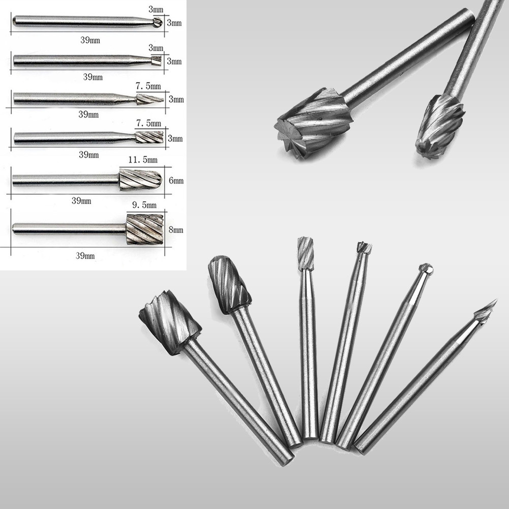 6 Cái / bộ Dụng Cụ Xoay Mini Khoan Bit Set HSS Router Mài Bit Phay Cắt ...
