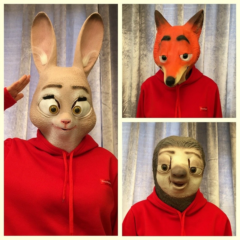 Zootopia Nick Fox Head Bìa Judy Thỏ Lười Cao Su Mặt Nạ Động Vật Cho ...