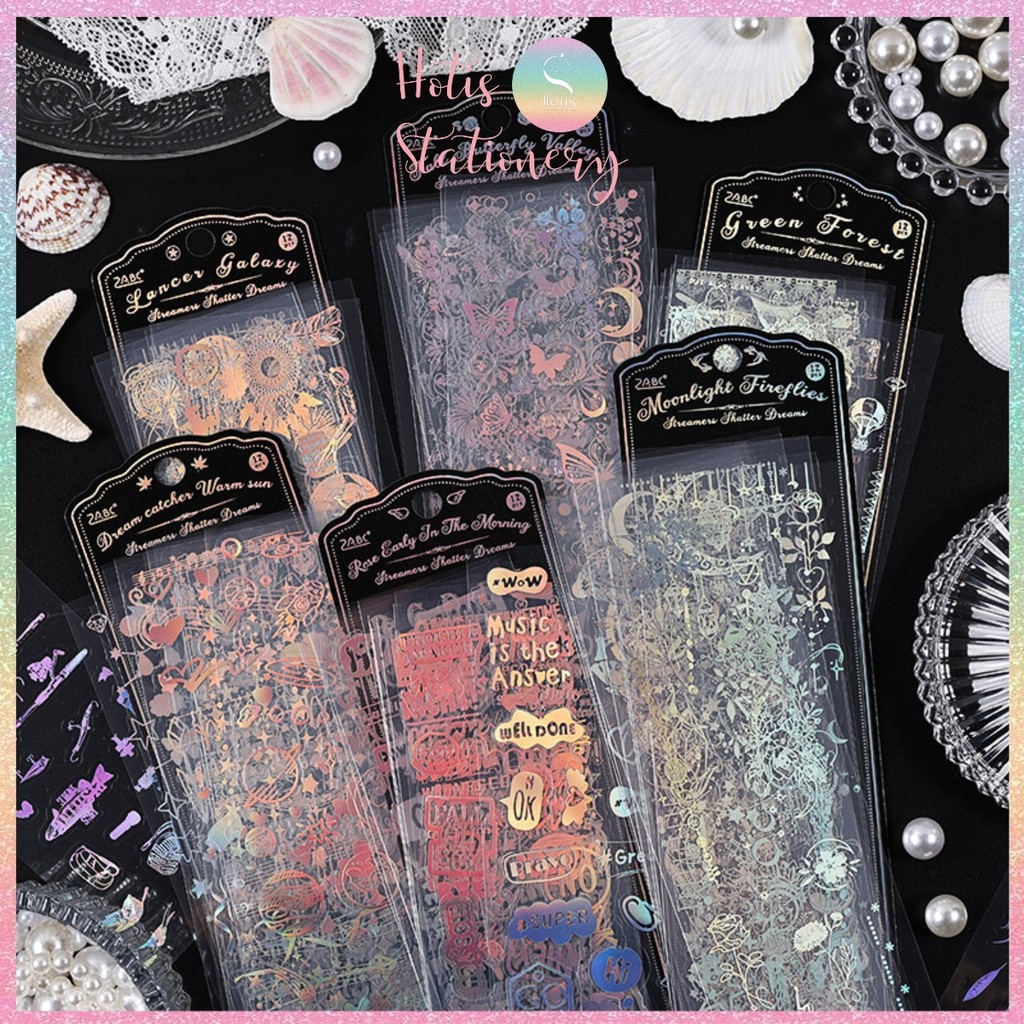 [HOTIS] Set 12 tờ sticker hologram trong suốt Streamer Shatter Dreams ...