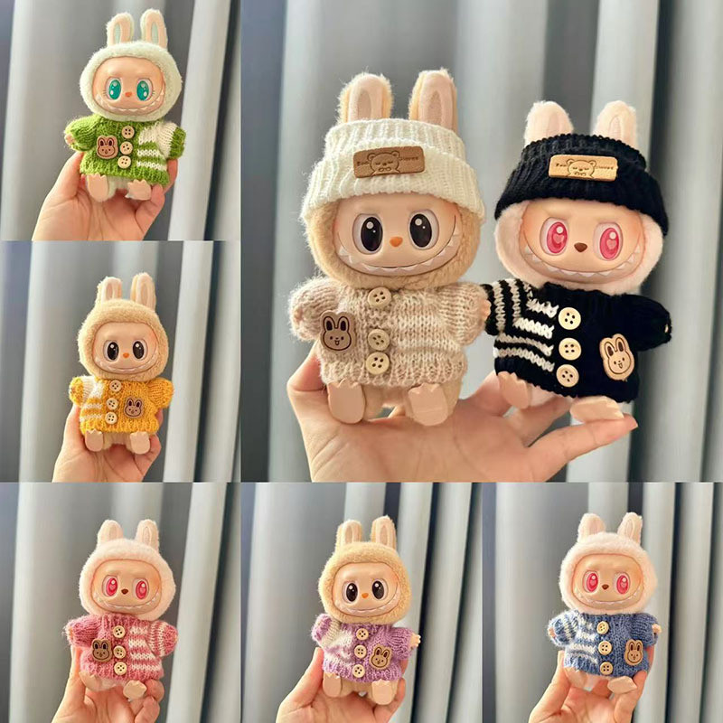 (Chỉ Quần Áo) 17cm Labubu Macaroon V2 Có Ghế Quần Áo Mũ Gấu Bộ Trái Tim ...