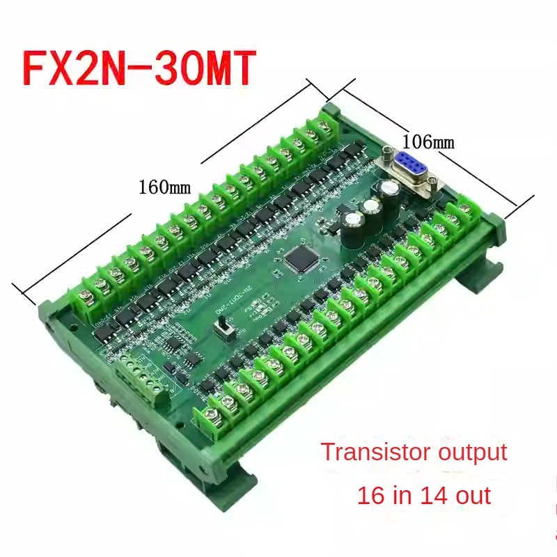 PLC JX FX2N 30MT 16 Input 14 Output transistor RS485 2AD, RS232 DB9,GX Works2 Mitsubishi Board ...