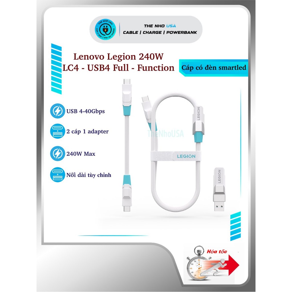 Cáp sạc nhanh Lenovo Legion USB 4 Full Fuction 40Gpbs LC4 nối dài tùy ...