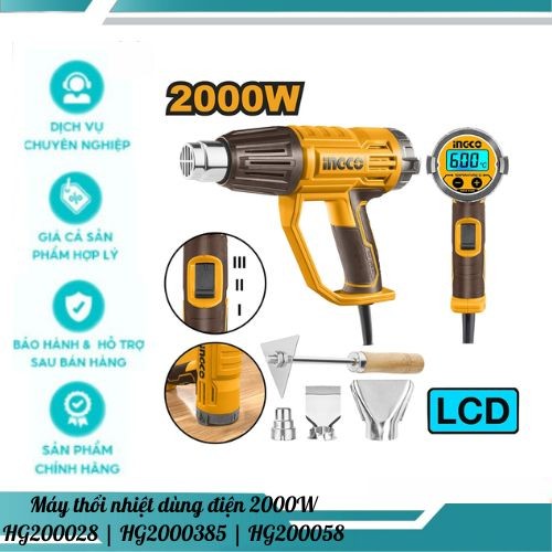 Máy thổi nhiệt dùng điện 2000W điều chỉnh hơi nóng INGCO HG200028 ...