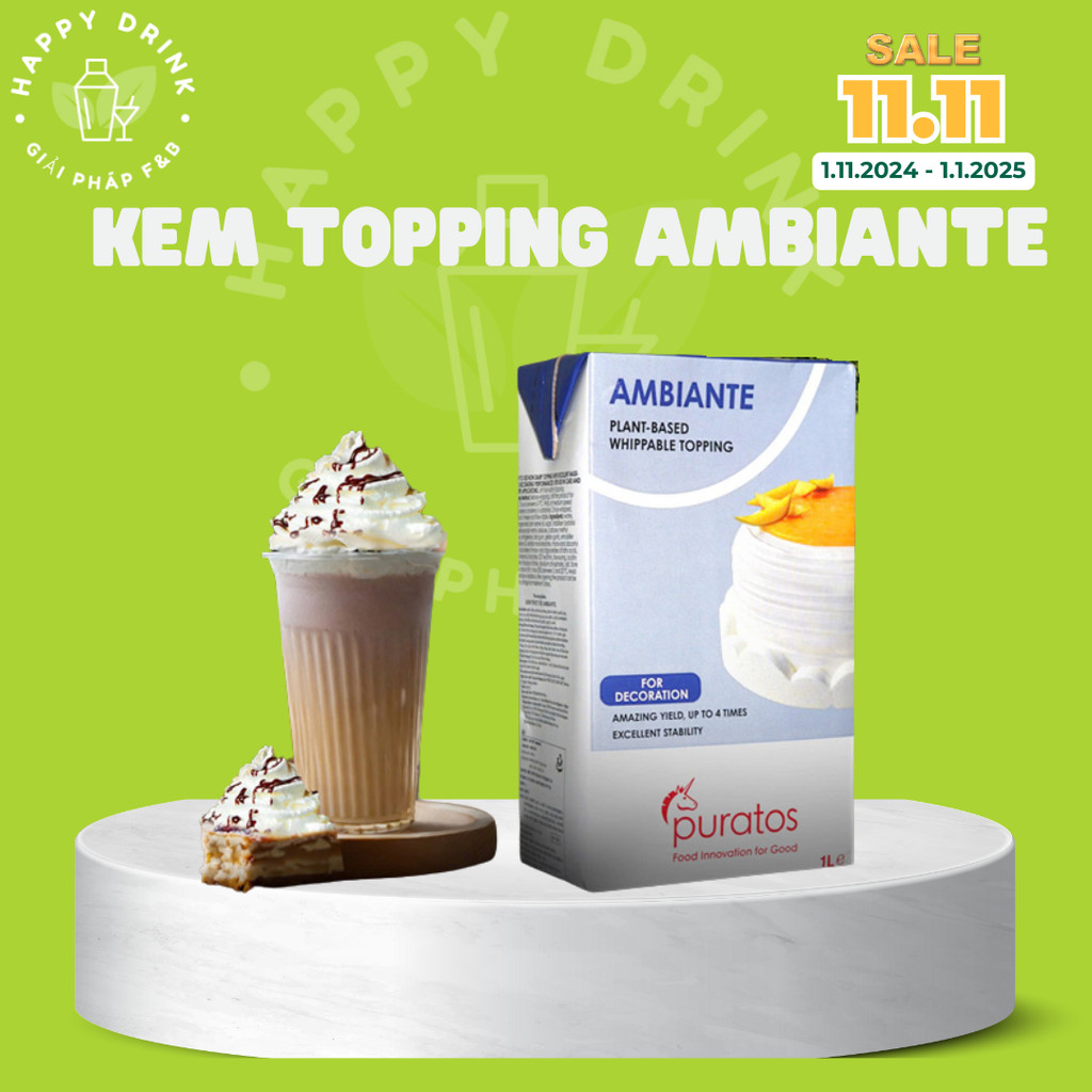 [BAO BÌ MỚI] Kem Sữa Béo Thực Vật/ Kem Topping Ambiante - HỘP 1L tặng ...