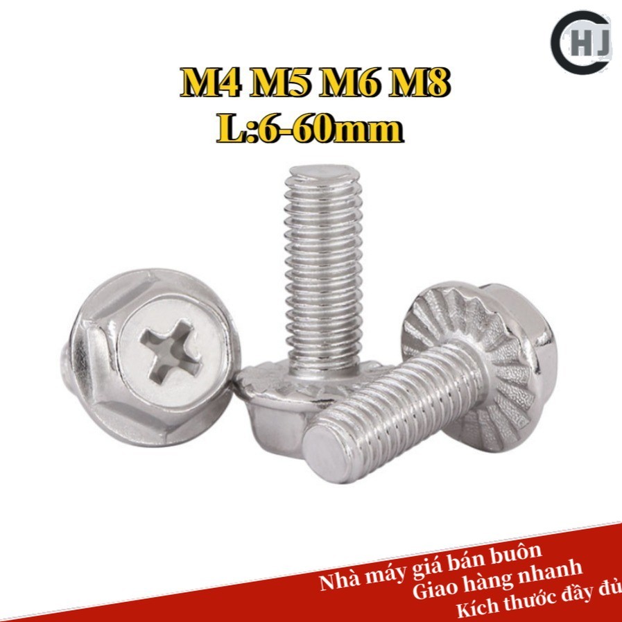Bulong liền long đền INOX 304 - Ốc chống tháo ,Bulong lục giác ngoài M4 ...