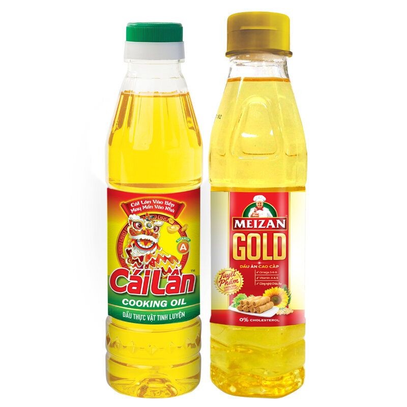 Chai 400ml Dầu thực vật tinh luyện Meizan Gold và Cái Lân chai nhỏ du ...