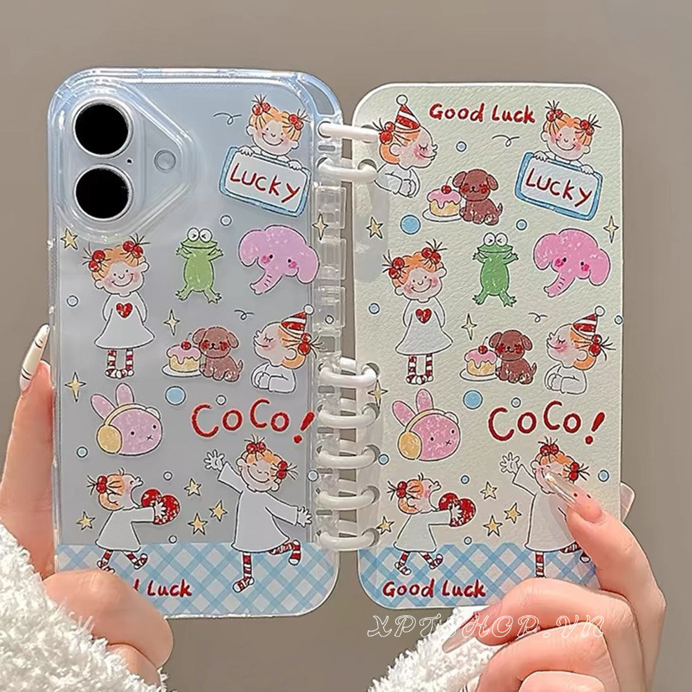 Coco Sauce Girl Flip Bracket Notepad leather Phone Case cho iPhone 16 ...