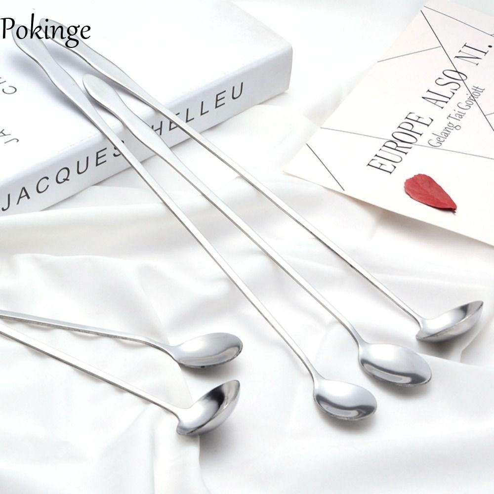 Pokinge Muỗng Cà Phê Thanh Uống Thép Không Gỉ Tay Cầm Dài Pha Chế Kem ...