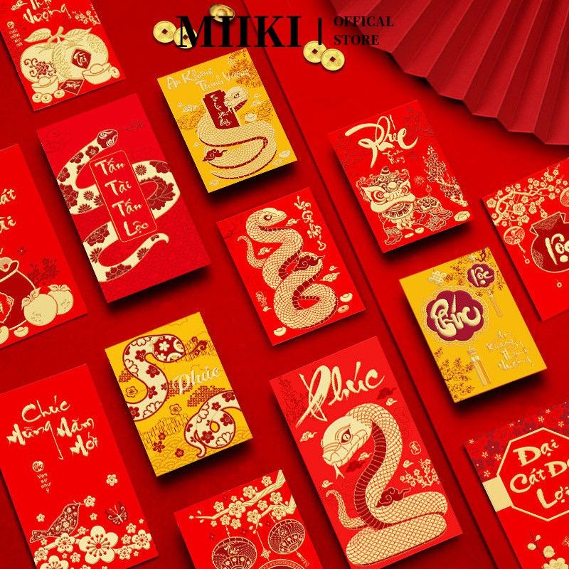 EELHOE 6pcs Vietnam 2025 Year Of The Snake Red Packet Good Wishes Red ...