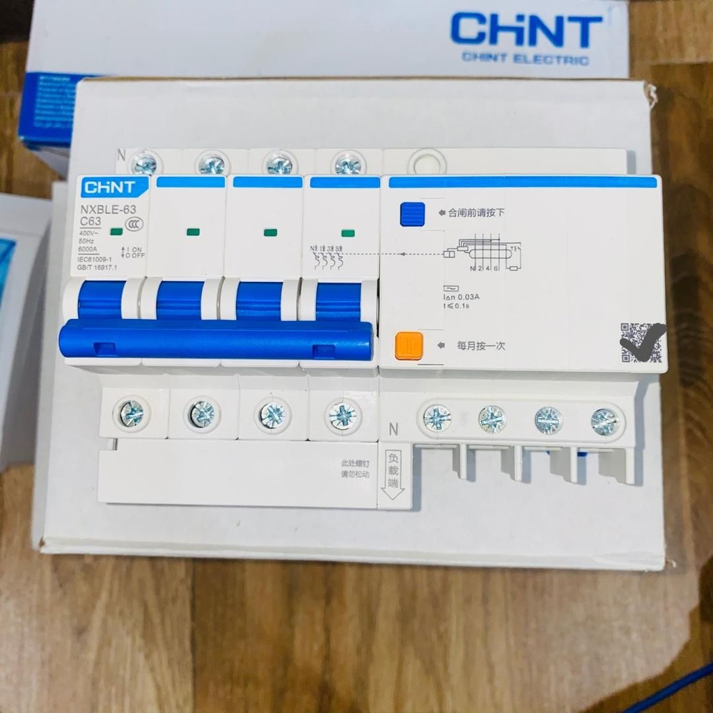 RCBO CHINT 4P C32, C63, bảo vệ chống rò, chống giật 30mA, chống chập, quá tải, đạt tiêu chuẩn CE ...