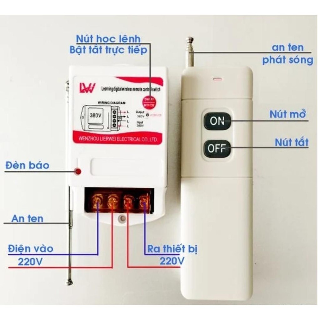 Điều khiển từ xa LW- 1000m, 3000m, 5000m dùng bật tắt từ xa cho máy bơm và các tải 1 pha 220V, 3 ...