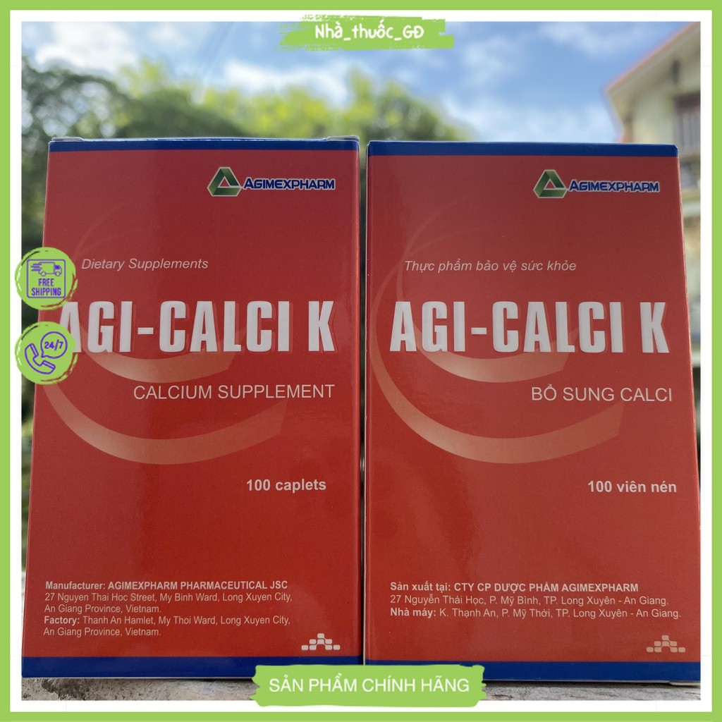 Viên uống AGI CALCI K bổ sung canxi, D3, K2 hỗ trợ xương, răng chắc ...