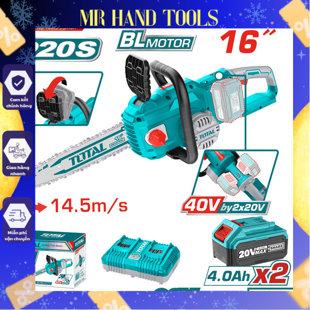 Máy cưa xích, cưa cây 16''(40cm) dùng pin 40V Total TGSLI401682 Brushless motor | Shopee Việt Nam