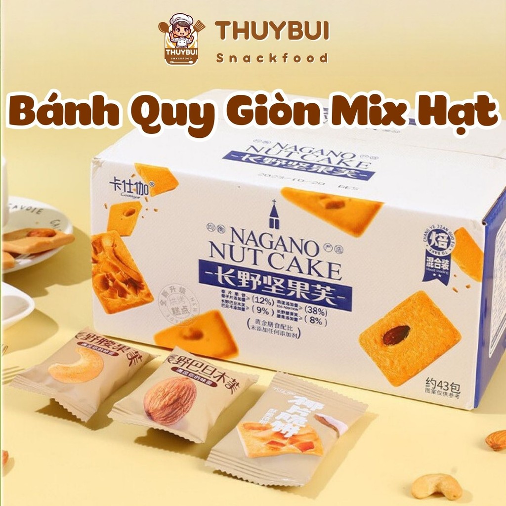 Bánh Quy Giòn Mix Hạt Dinh Dưỡng, Bánh Quy Hạt Nagano Nut Cake Hộp 390G ~ 45c, Bánh Hạt Điều ...