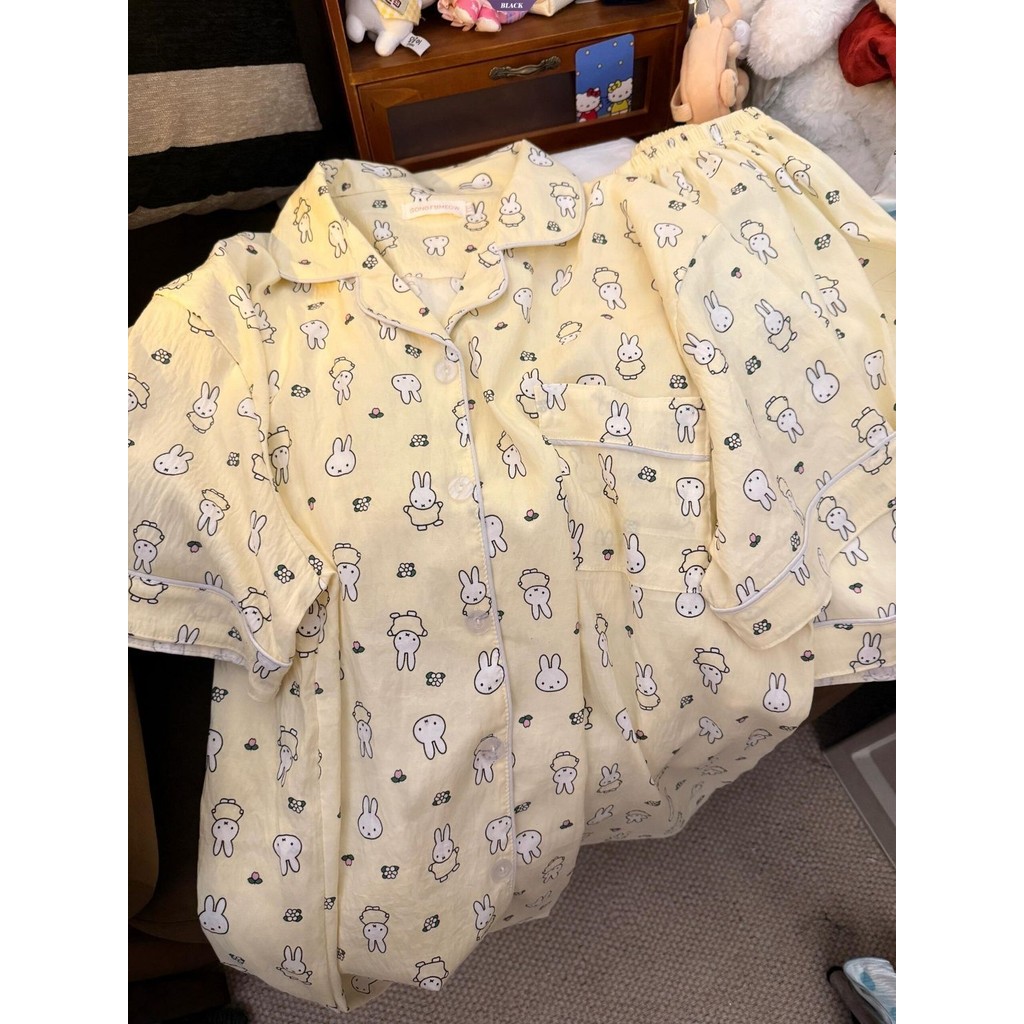 Bộ đồ ngủ thỏ Miffy dễ thương Nhật Bản dành cho nữ mùa hè Áo len ...