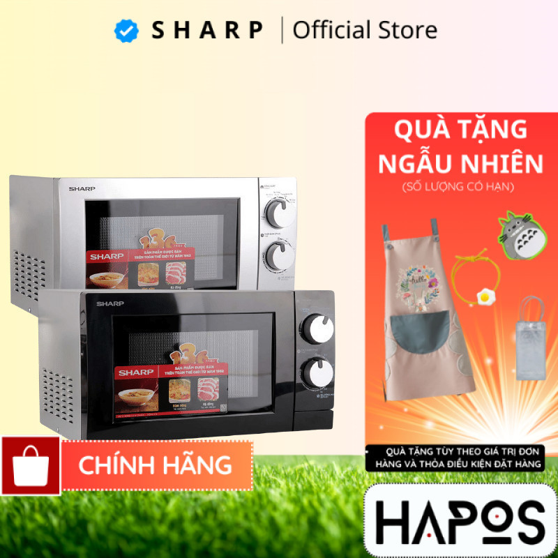 Lò vi sóng Sharp mini 20L Chính hãng, vi ba hâm nóng đồ ăn nhanh không có nướng núm xoay cơ 700W ...